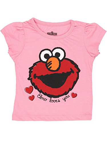 Sesame Street Girls' Modern/Fitted, Pink Elmo Loves You, 18 Months