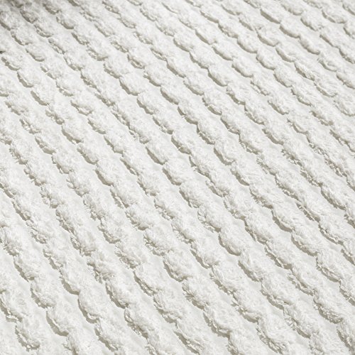 24"x59" Memory Foam Extra Long Bath Mat by Lavish Home - Woven Jacquard Fleece - White