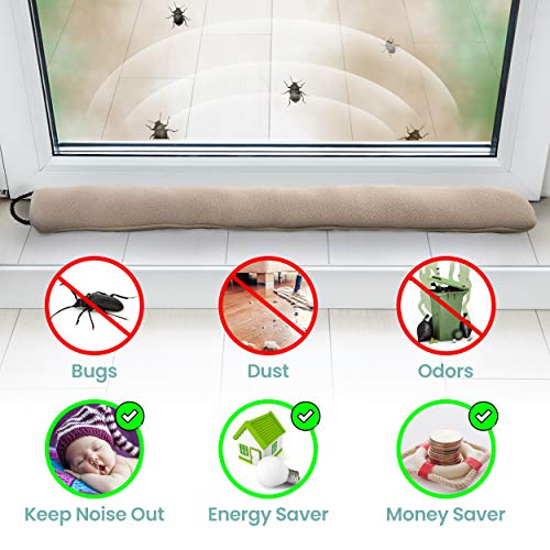 Home Intuition 3-Feet Draft Stopper Cloth Seal Weather Stop, Beige