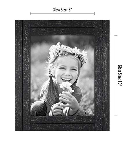 Americanflat 8x10 Picture Frame with Polished, Crystal Clear Glass - Hampton Collection - Distressed Wood Picture Frames for Tabletop and Wall Display - Charcoal Black