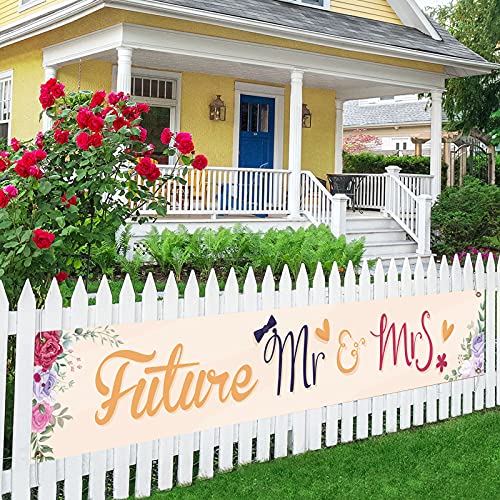 Future Mr & Mrs Large Banner Sign,Decorations Supplies For Engagement Bridal Shower Bride And Groom Party,Bachelorette Party Decor Lawn Sign Yard Sign 9.8x1.6ft