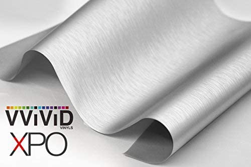 VViViD® XPO Silver Brushed Steel Car Wrap Vinyl Roll with Air Release Technology (1.49ft x 5ft)