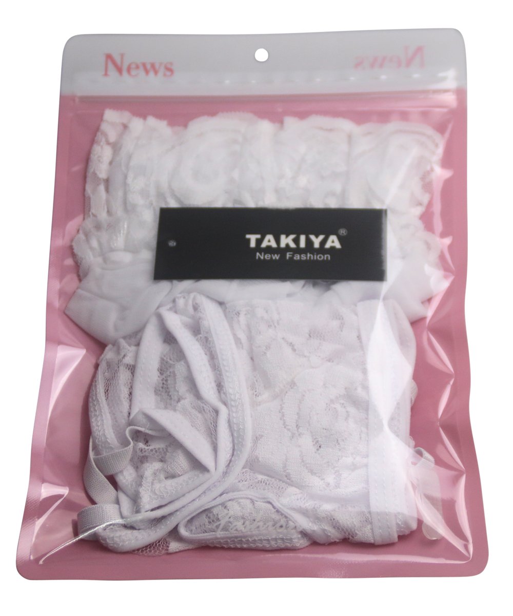 TAKIYA Womens Lace Garter Belt Panties & Sheer Stockings 3 Pieces Lingerie Sets