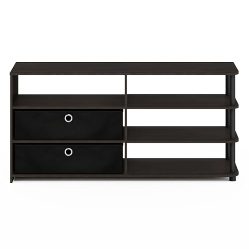 Furinno JAYA Simple Design TV Stand for up to 55-Inch with Bins, Walnut