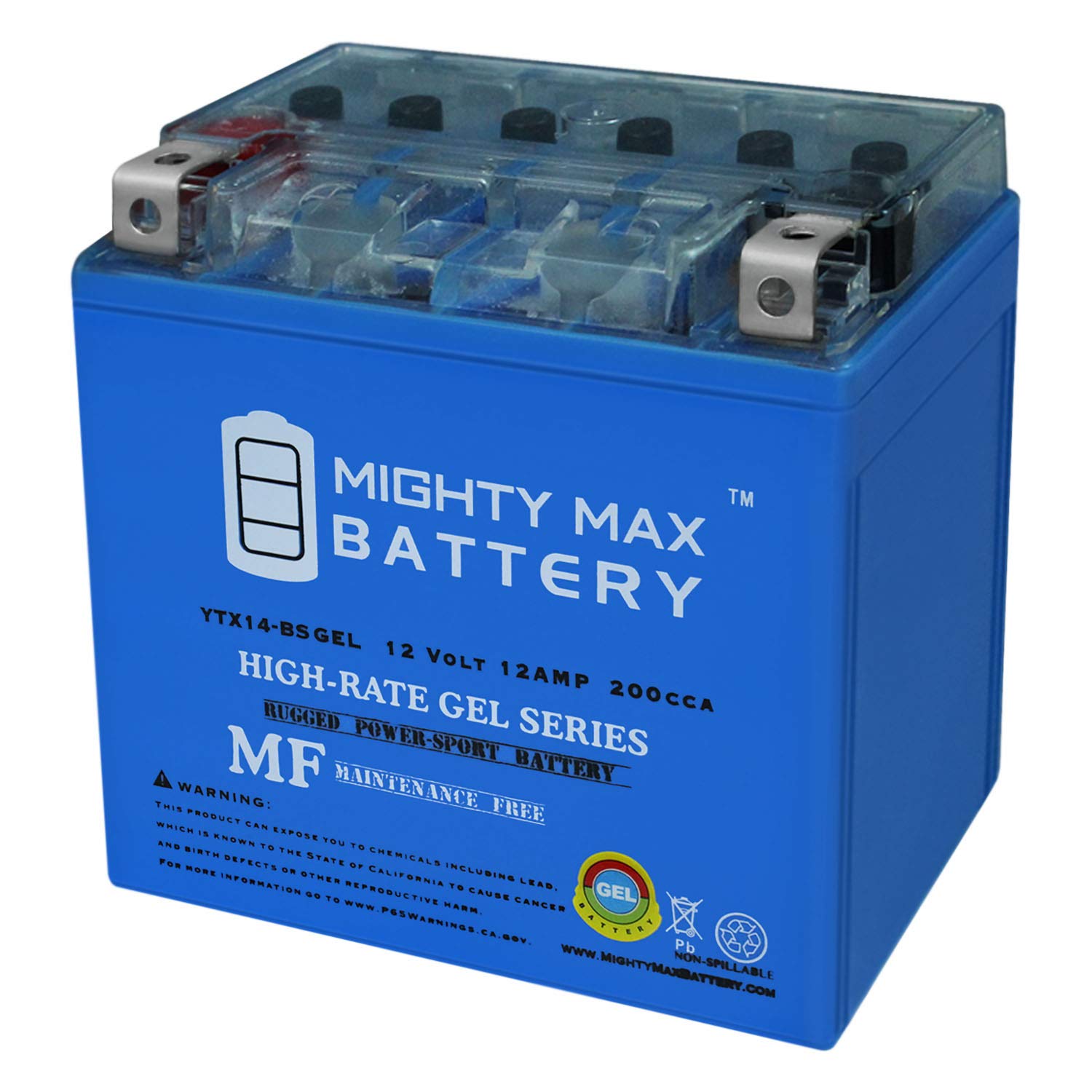 Mighty Max Battery YTX14-BS GEL Battery for Honda 450 TRX450 Fourtrax Foreman S 98-'04