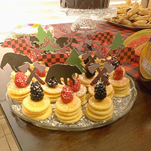 Lumberjack Baby Shower Set Banner Buffalo Plaid Rustic Hunter Theme It's A Boy Camping Bear Baby Shower Cake Topper Decorations Supplies Lumberjack Gender Reveal Banner