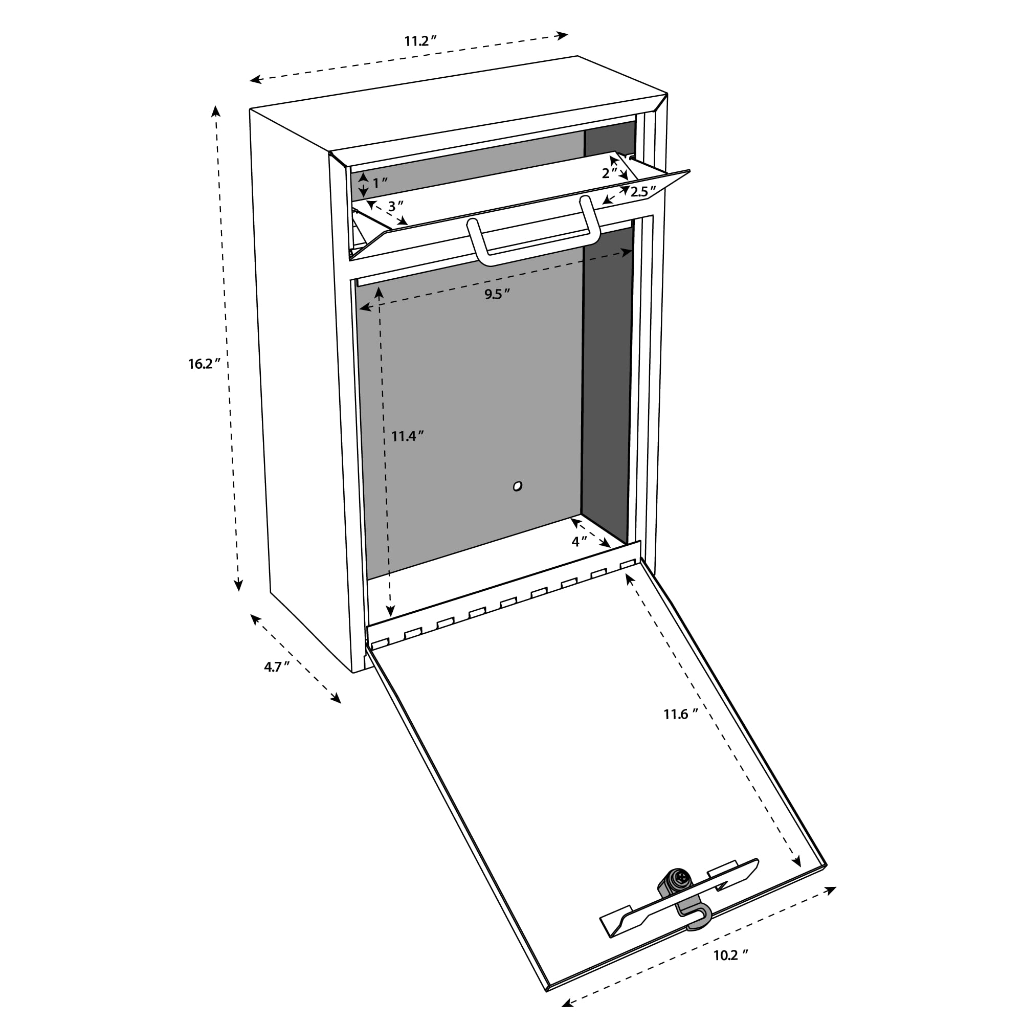 Mail Boss 7412 High Security Steel Locking Wall Mounted Mailbox-Office Comment Letter Deposit, Black Drop Box