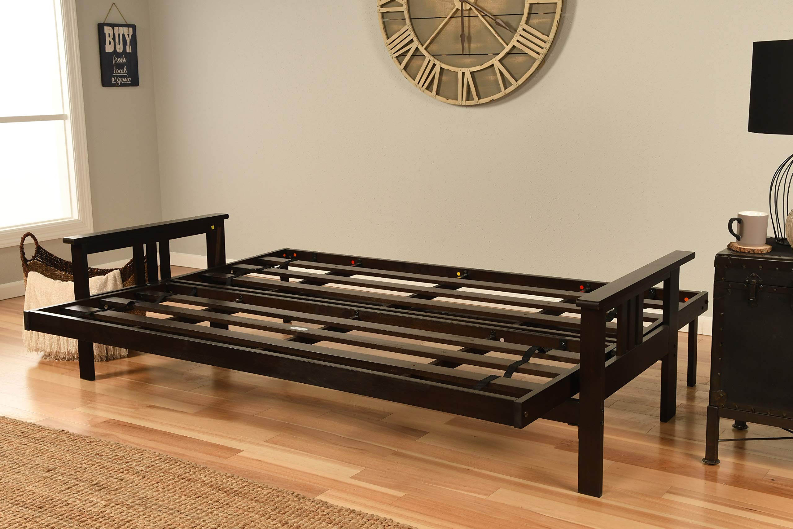 Kodiak Furniture Monterey Futon Set in Espresso Finish, Suede Navy