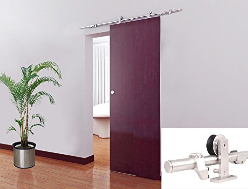 TMS 5FT European Modern Satin Stainless Steel Sliding Barn Wood Door Closet Hardware