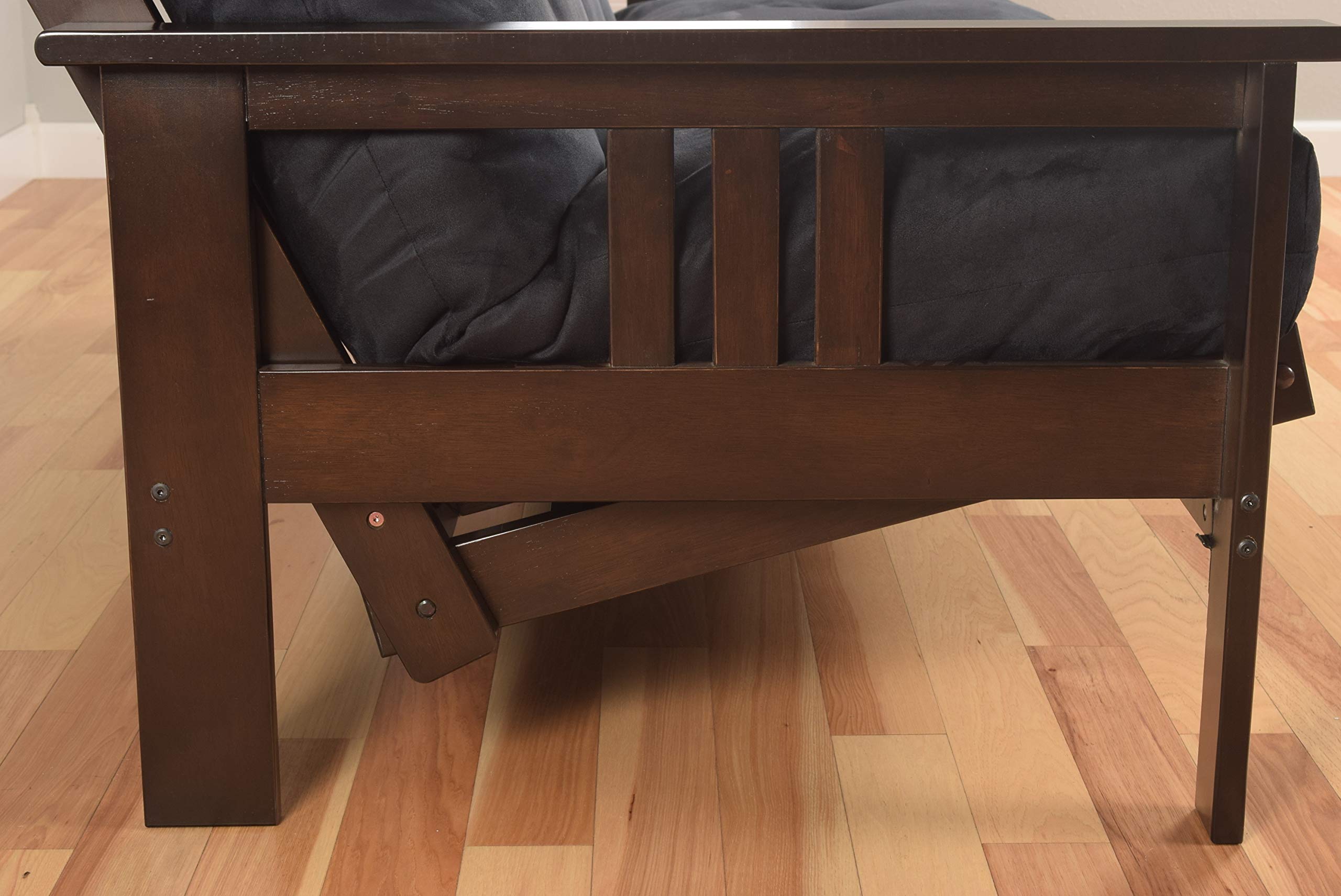 Kodiak Furniture Monterey Futon Set in Espresso Finish, Suede Navy
