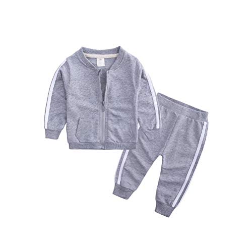 Baby Boy Girl Hoodie Tracksuit Zipper Jacket Outfits Set Gray