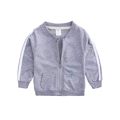 Baby Boy Girl Hoodie Tracksuit Zipper Jacket Outfits Set Gray