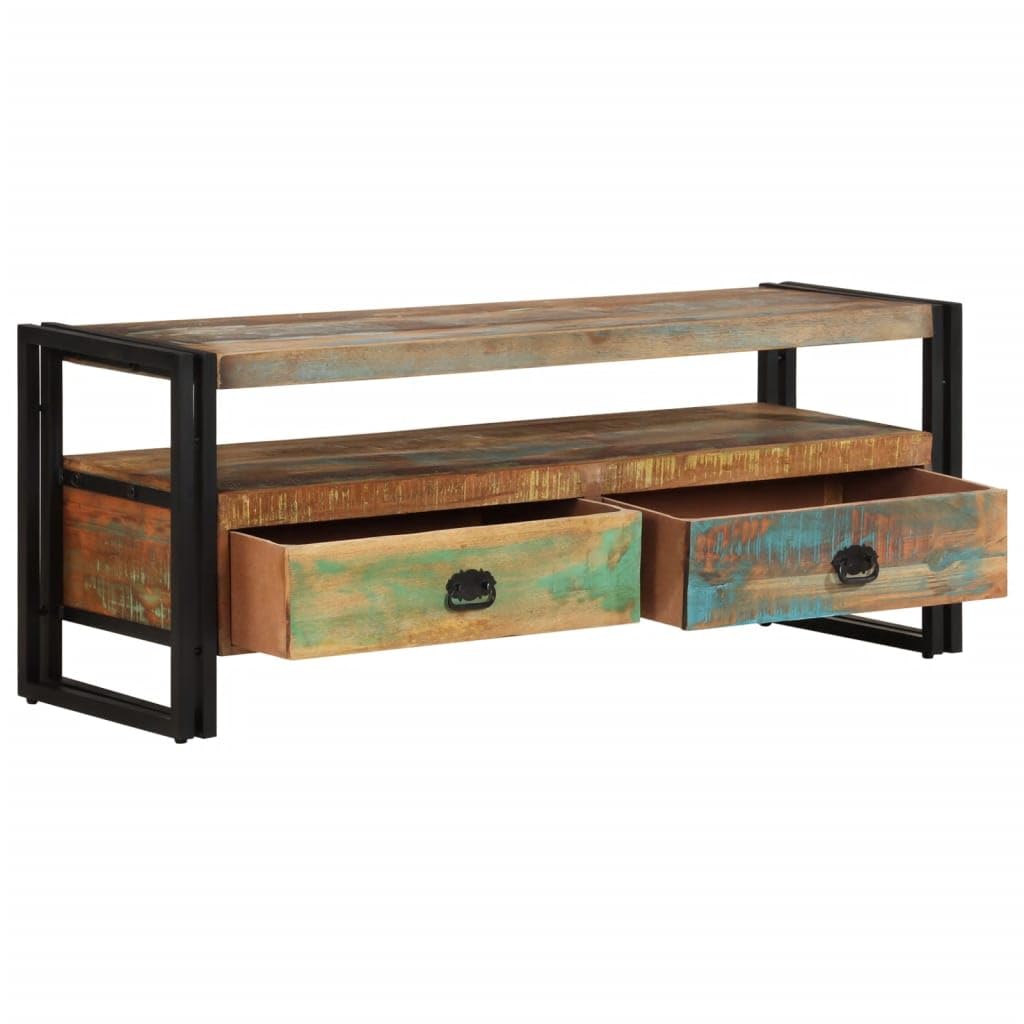 vidaXL TV Stand, TV Unit for Living Room, Sideboard with Drawer, Entertainment Center Media Unit Cupboard, Industrial Style, Solid Reclaimed Wood