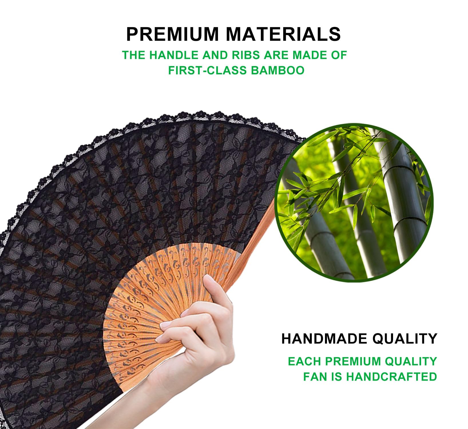 Amajiji Chinese/Japanese Vintage Retro Style Bamboo Wood Silk Folding Hand Fan for women HBSY (23cm) (006)