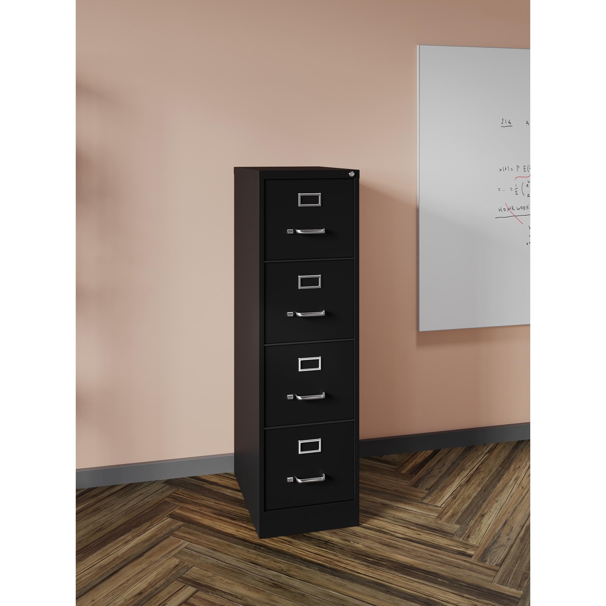 Workpro - File Cabinet - Letter Size Steel Vertical File, 4-Drawer - 22" d x 52" h x 15" w - 25.25" x 17.25" x 54.5" - Black