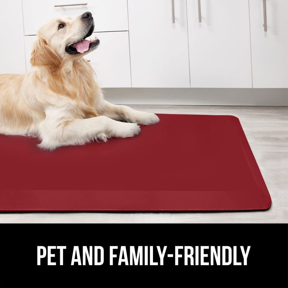 GORILLA GRIP Cushioned Anti Fatigue Mats for Kitchen Floor, Ergonomic Standing Office Desk Mat, Waterproof Scratch Resistant Pebbled Top, Supportive Comfort Padded Foam Rugs, 20x32, 3/4" Thick, Red