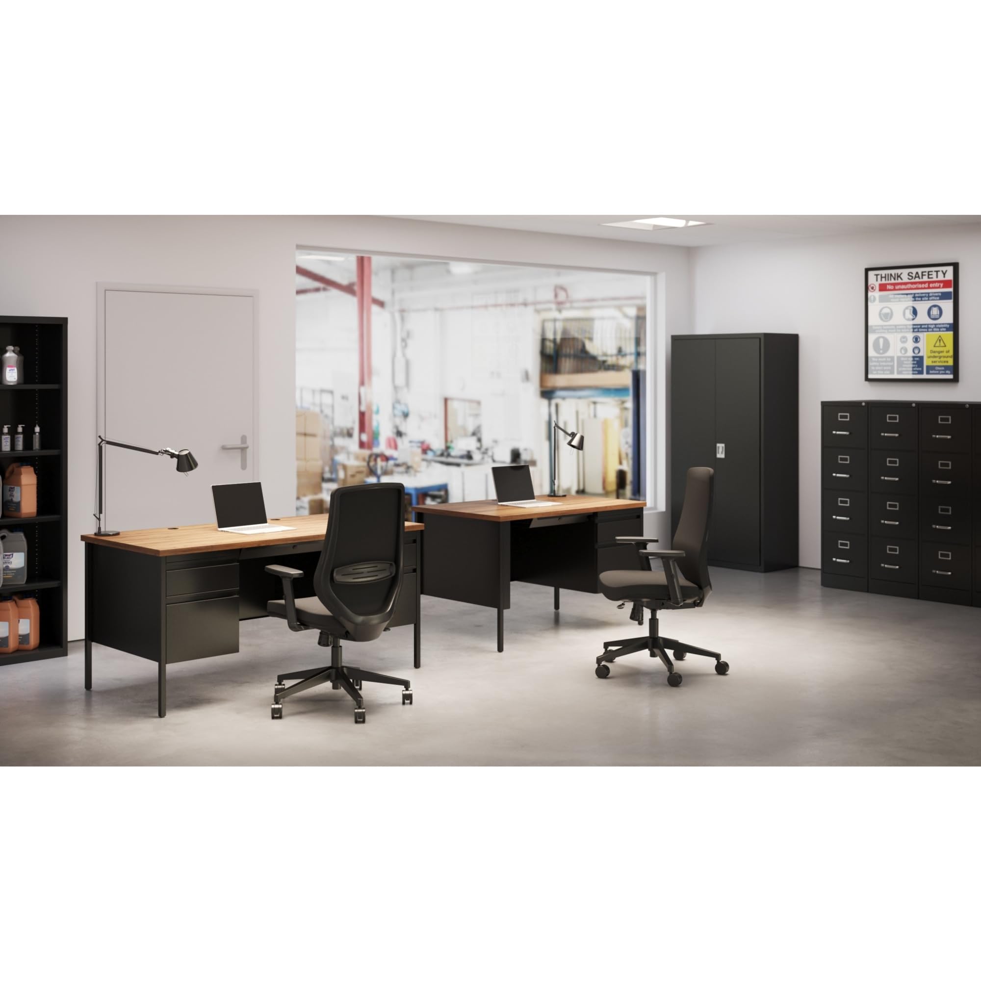 Workpro - File Cabinet - Letter Size Steel Vertical File, 4-Drawer - 22" d x 52" h x 15" w - 25.25" x 17.25" x 54.5" - Black