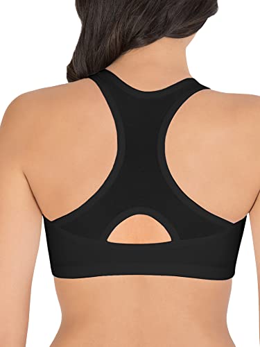 Fruit of the Loom Women's Front Close Builtup Sports Bra, Black Hue/White, 36