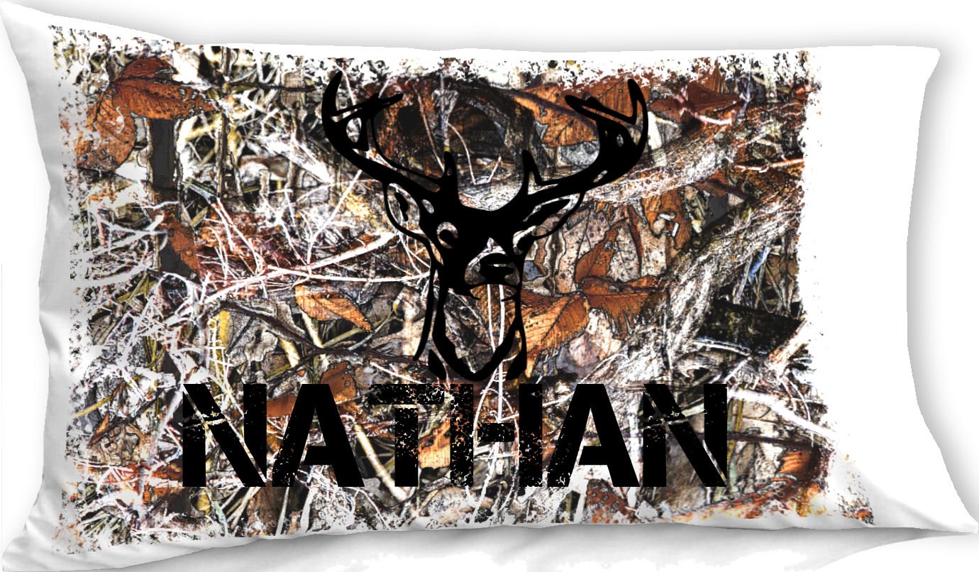 Personalized Camo Pillowcase (Standard 20 x 30, White) Kids Camouflage Bedding Custom with Name Pillowcased for Kids Boys Birthday for Child