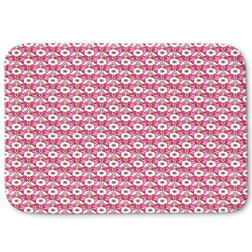 Dia Noche Designs, Bath and Kitchen Floor Mats, Small 24 x 17 in, BR-PaperMosaicPatternRedWhite1