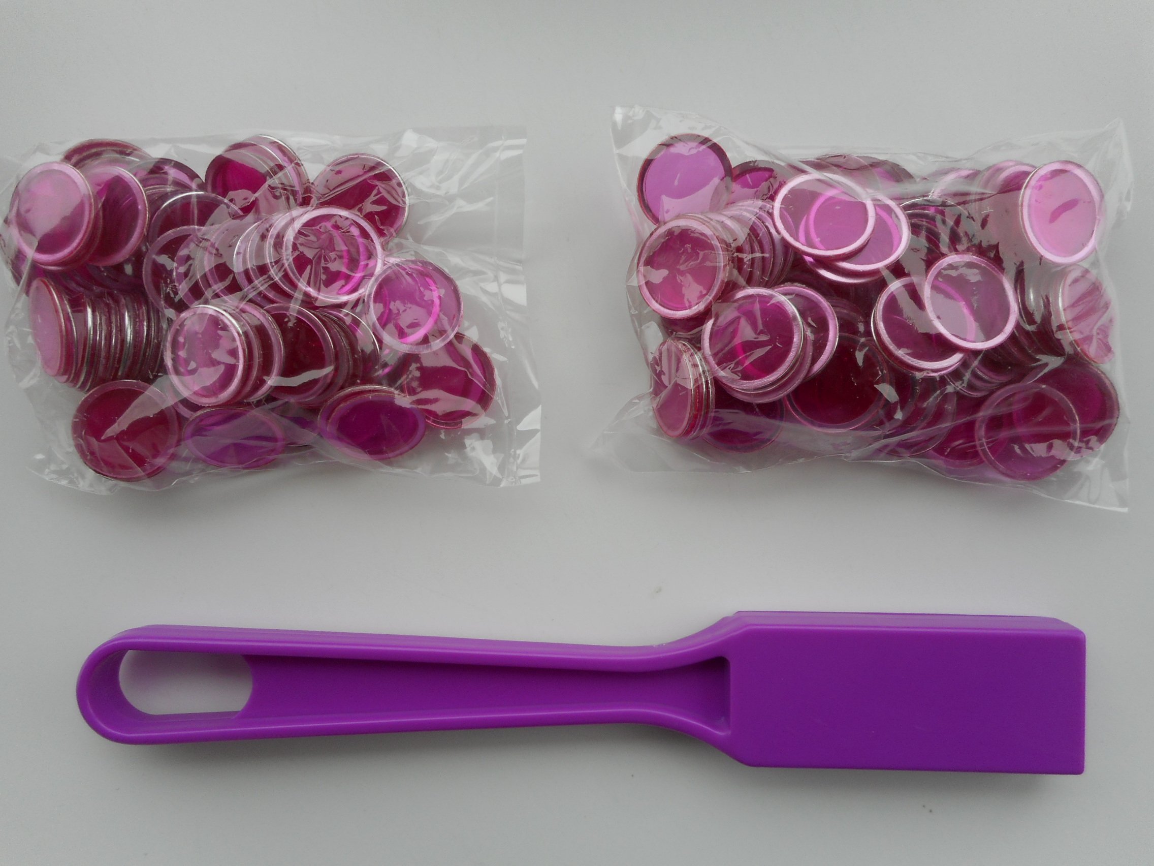 SRYLED Magnetic Bingo Wand and 200 Metallic Rimmed Chips - Purple