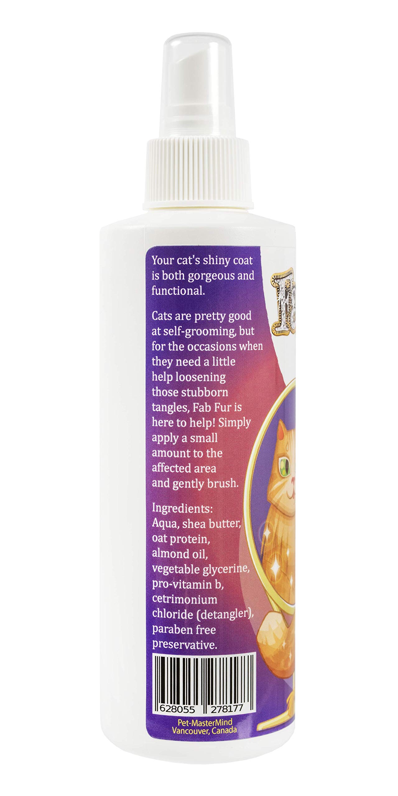 Pet MasterMind Fab Fur Kitty Cat Detangler Spray for Matted Hair | Premium, Natural, Unscented 8oz