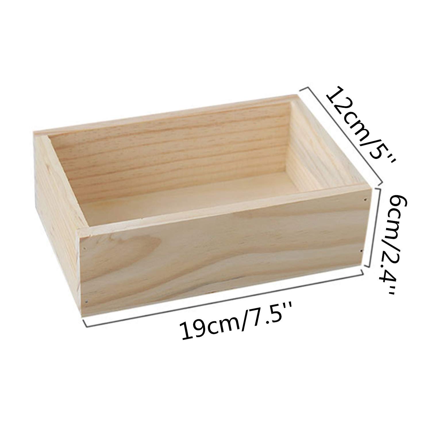 LONG TAO 7.5" × 5" × 2.4" Wood Succulent Planter Plant Container Box Window Boxes Rectangular Flower Bed Pot Storage Box for Indoor Outdoor Home Venue Decor