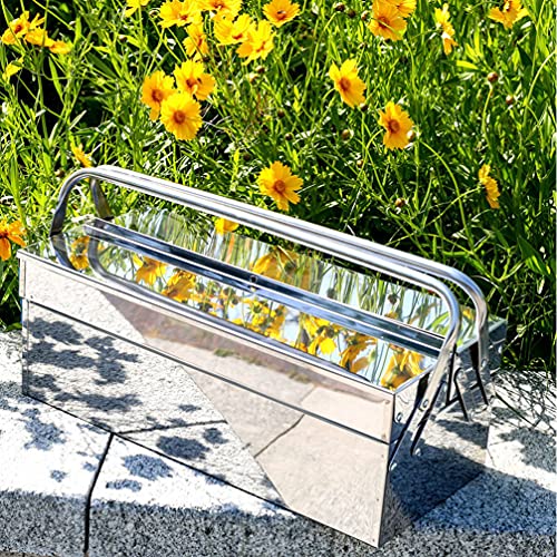 Angoily Stainless Steel Toolbox with 2 Folding Trays Multipurpose Organizer Portable Handled Storage Case Household Metal Sewing Box Organizer for Art Craft
