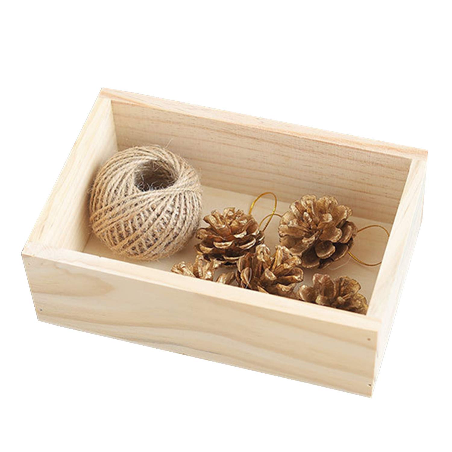 LONG TAO 7.5" × 5" × 2.4" Wood Succulent Planter Plant Container Box Window Boxes Rectangular Flower Bed Pot Storage Box for Indoor Outdoor Home Venue Decor