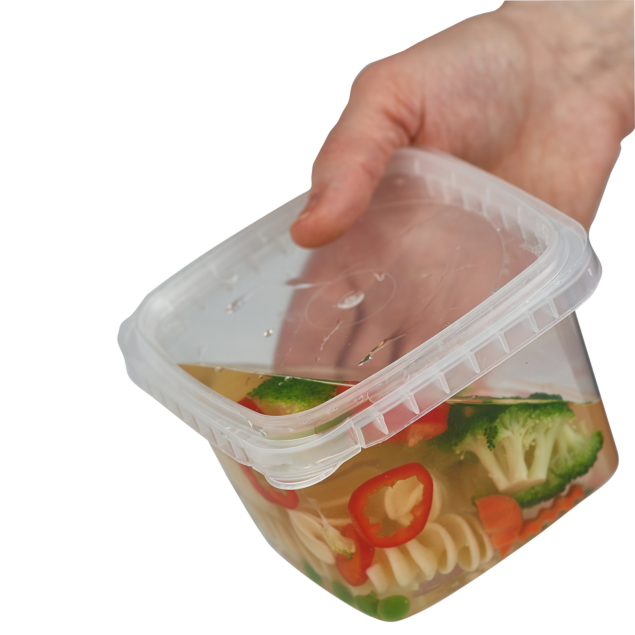 16-oz. Square Clear Deli Containers with Lids , Tamper-Proof BPA-Free , Take Out Food Storage Containers Space Saver Airtight Meal Prep Container , 25Pack