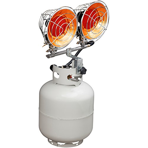 Avenger FBDTP30 Infra-Red Tank Top Outdoor Heater for Use with Propane Gas Tanks for Camping, Patios, and More, Double Burner, 30,000 BTU, Silver