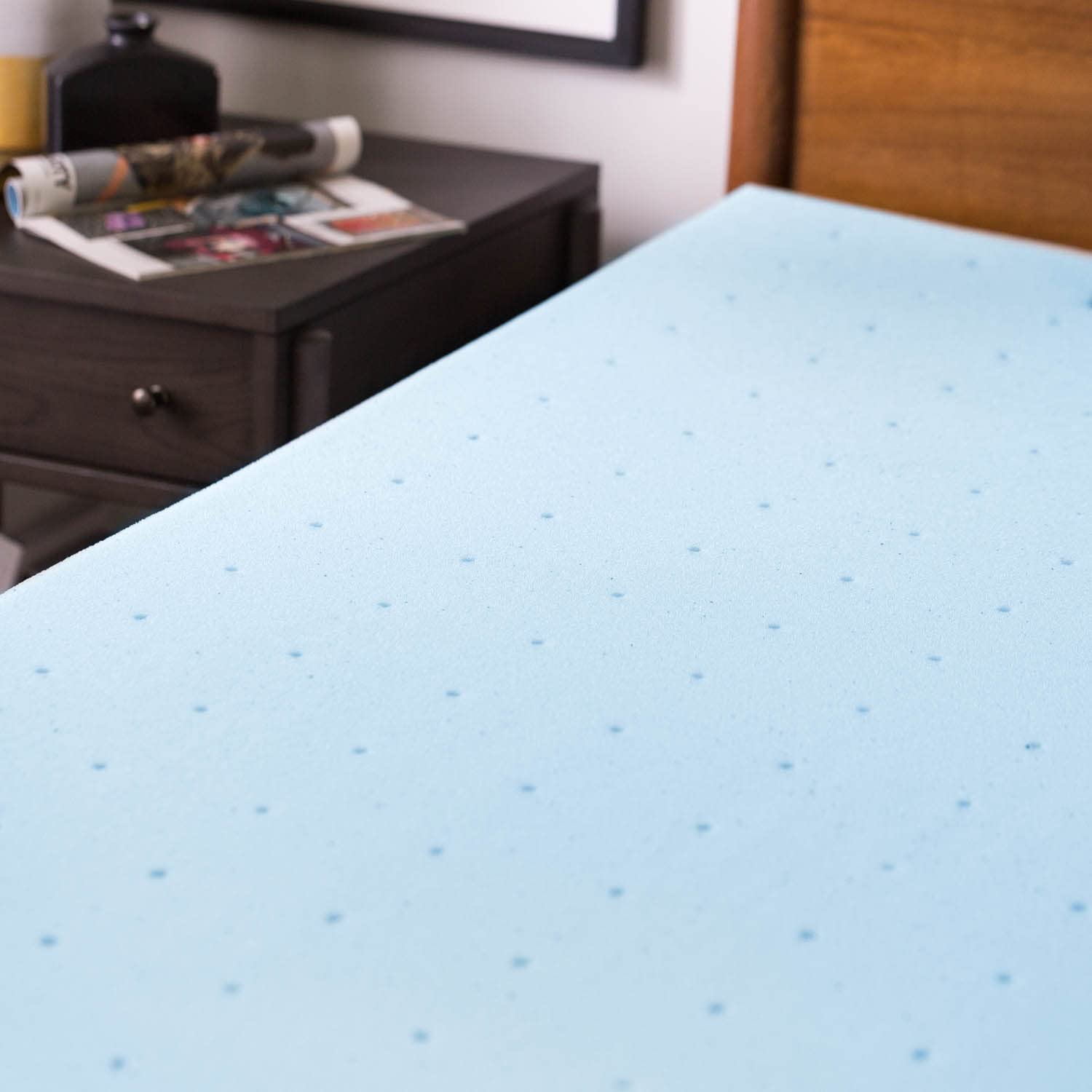 Lucid 3 Inch Mattress Topper Full - Gel Infused Memory Foam โ Memory Foam Mattress Topper Full โ Ventilated Design โ CertiPur Certified Blue