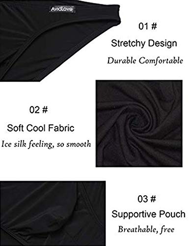 Avidlove Underwear Men's 4 Pack Classic Low Rise Stretchy Hip Briefs Bikini(Black-4 Pack,S)