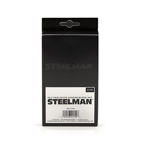 STEELMAN Precision Steel Shaft 6-Piece Electronics Screwdriver Set, Variety of Slotted/Phillips Sizes, Swivel-Head, Storage Case Included