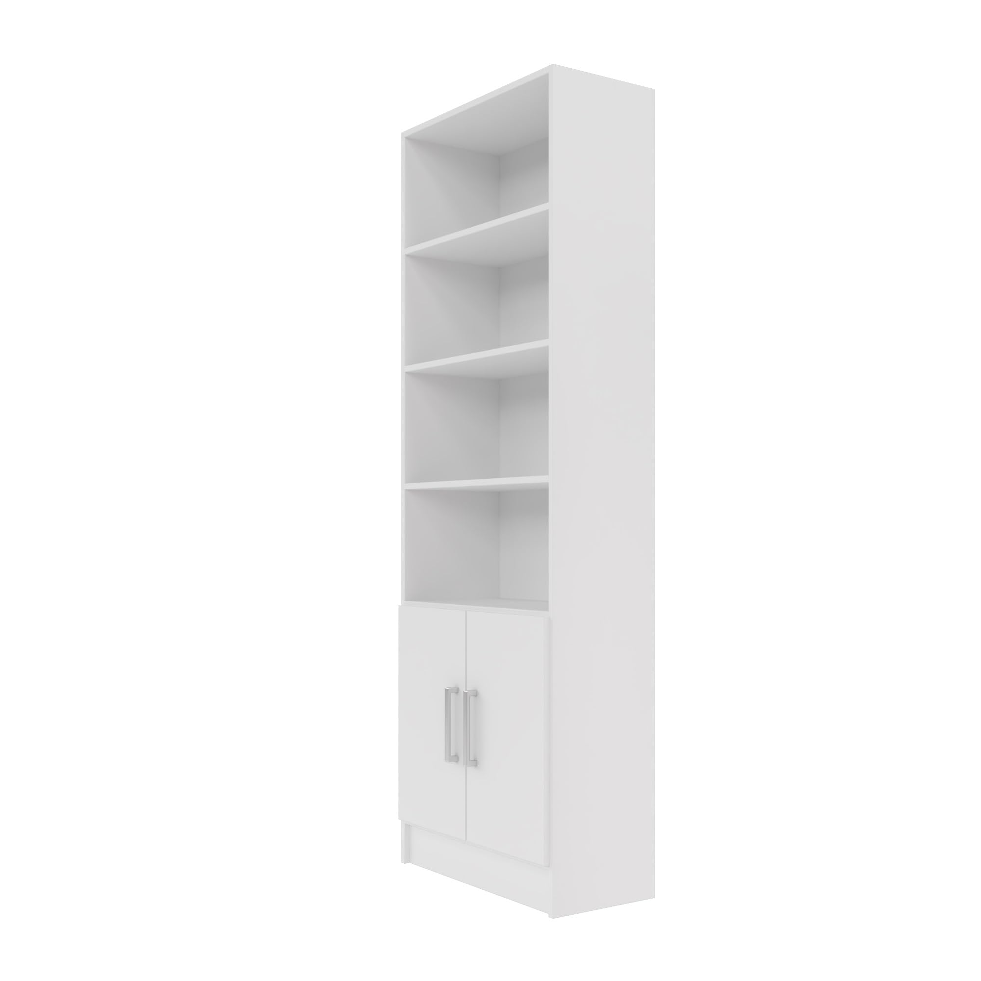 Manhattan Comfort Catarina Bookshelf Cabinet with Display Shelves and Doors for Hidden Storage, 71" Tall Bookcase, Easy Assembly, Stylish and Functional, Mid Century Modern Furniture, White