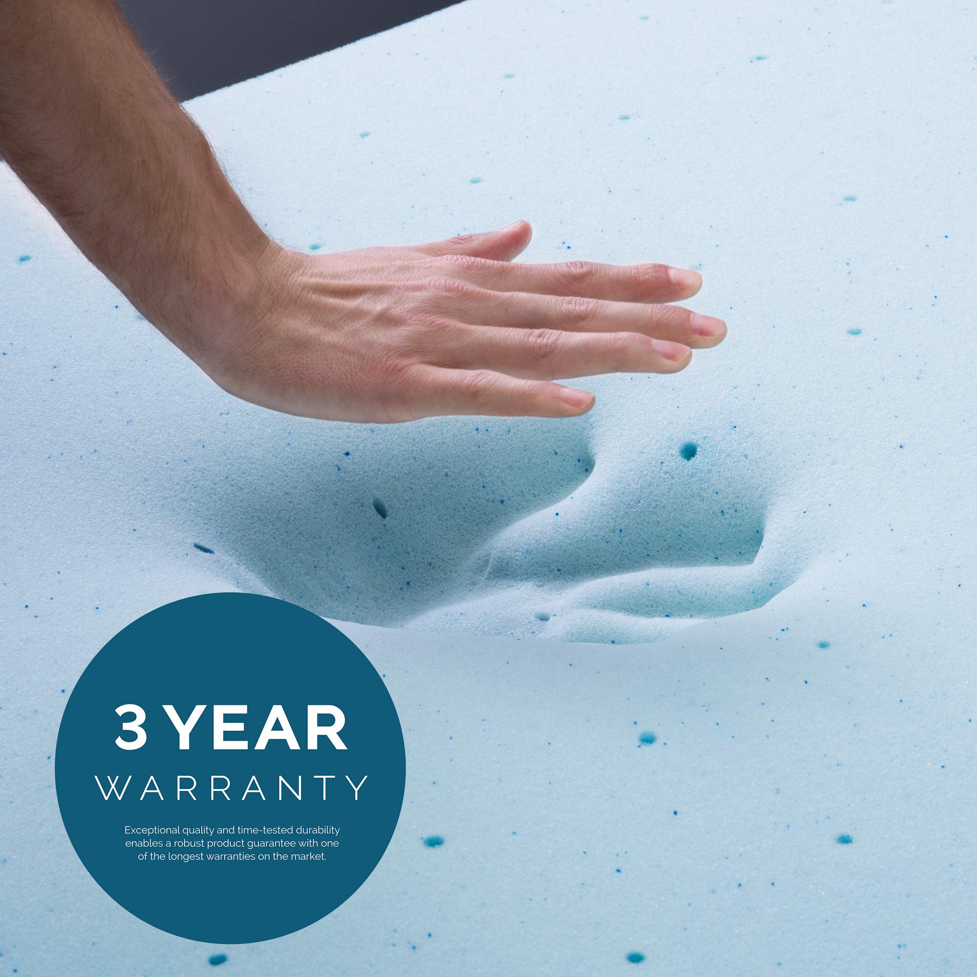 Lucid 3 Inch Mattress Topper Full - Gel Infused Memory Foam โ Memory Foam Mattress Topper Full โ Ventilated Design โ CertiPur Certified Blue