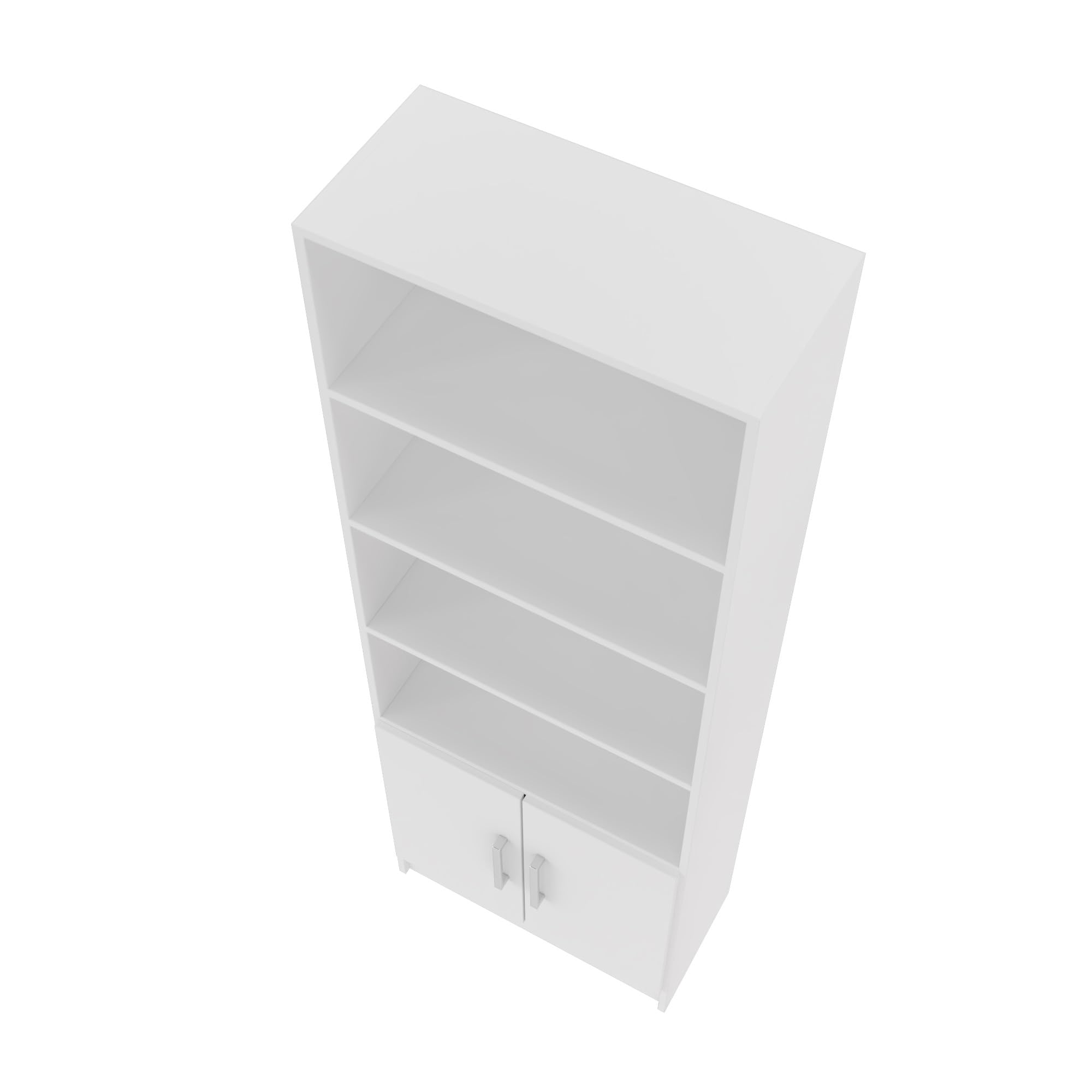 Manhattan Comfort Catarina Bookshelf Cabinet with Display Shelves and Doors for Hidden Storage, 71" Tall Bookcase, Easy Assembly, Stylish and Functional, Mid Century Modern Furniture, White