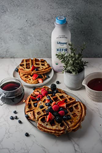 Lifeway Organic Whole Milk Kefir - 10g Protein, 12 Live Active Probiotic Cultures, Up to 99% Lactose Free, Gluten Free - Plain, 32 oz