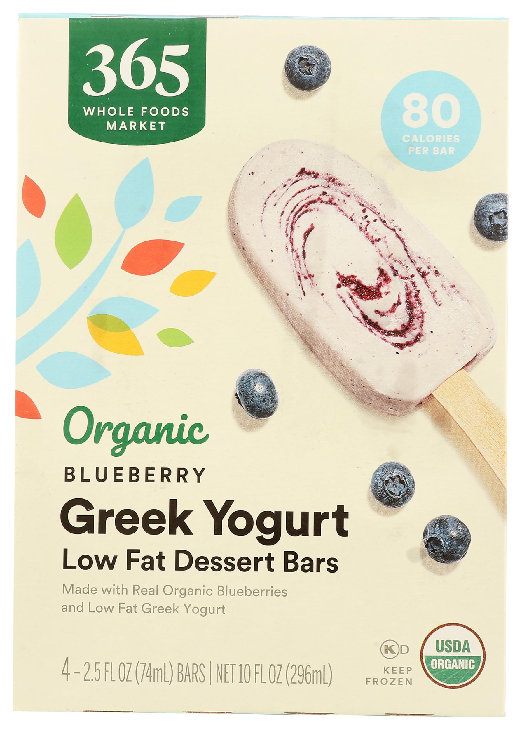 365 by Whole Foods Market, Frozen Yogurt Greek Blueberry Organic, 2.5 Fl Oz, 4 Pack