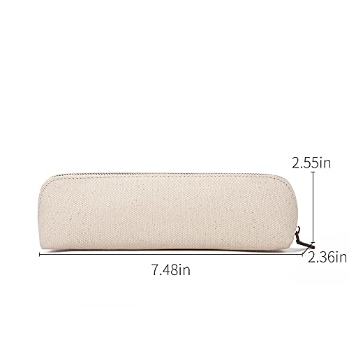 【YONBEN】Canvas pencil case cartucheras para mujer makeup brush bag simple multifunctional pencil bag (Beige, S)