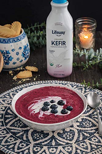 Lifeway Organic Whole Milk Kefir - 10g Protein, 12 Live Active Probiotic Cultures, Up to 99% Lactose Free, Gluten Free - Plain, 32 oz