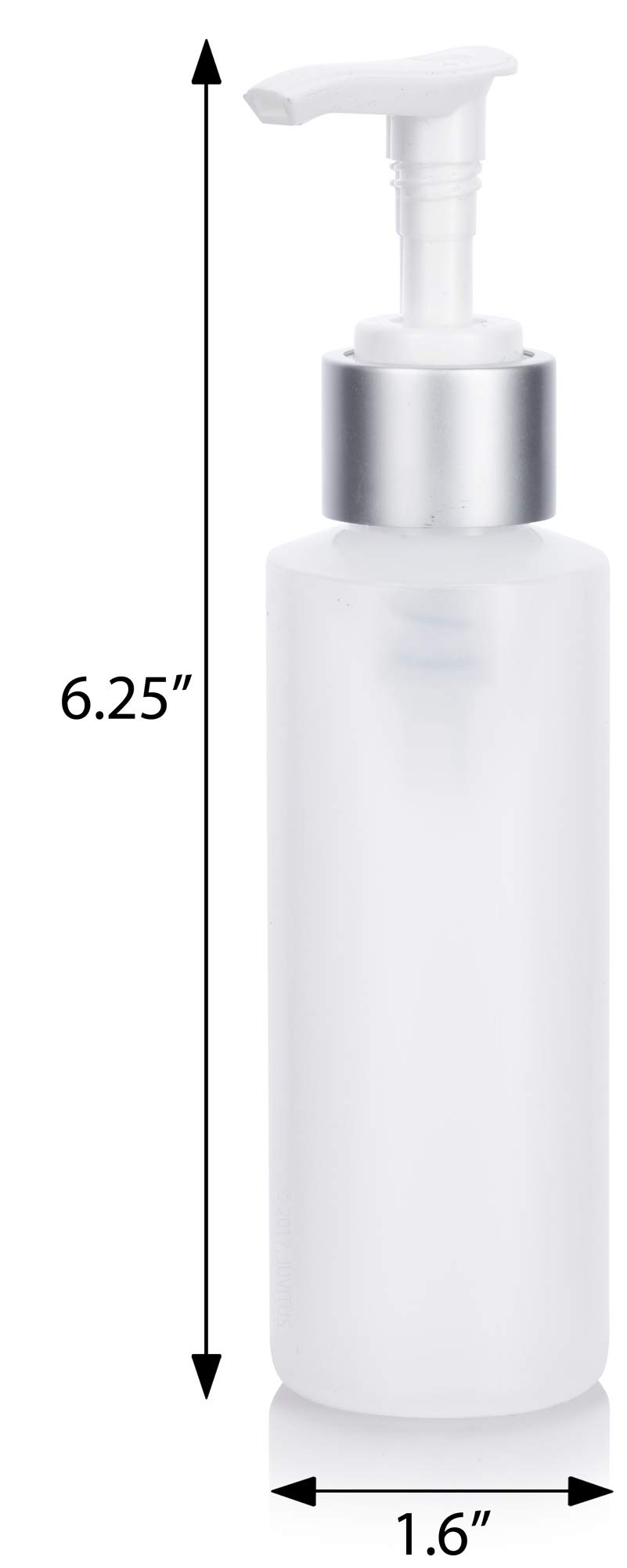 JUVITUS 4 oz Clear Natural Refillable Plastic Squeeze Bottle with Silver Lotion Pump (6 pack) + Labels