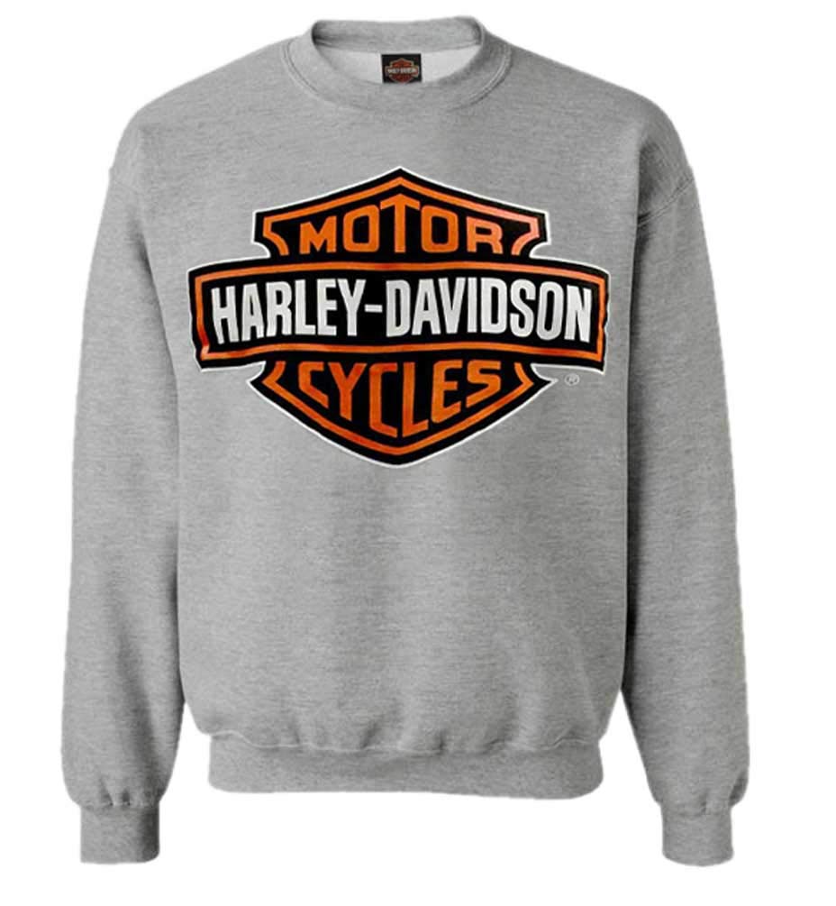 Harley-Davidson Mens Bar & Shield Long Sleeve Crew Neck Fleece Sweatshirt (3XL) Gray