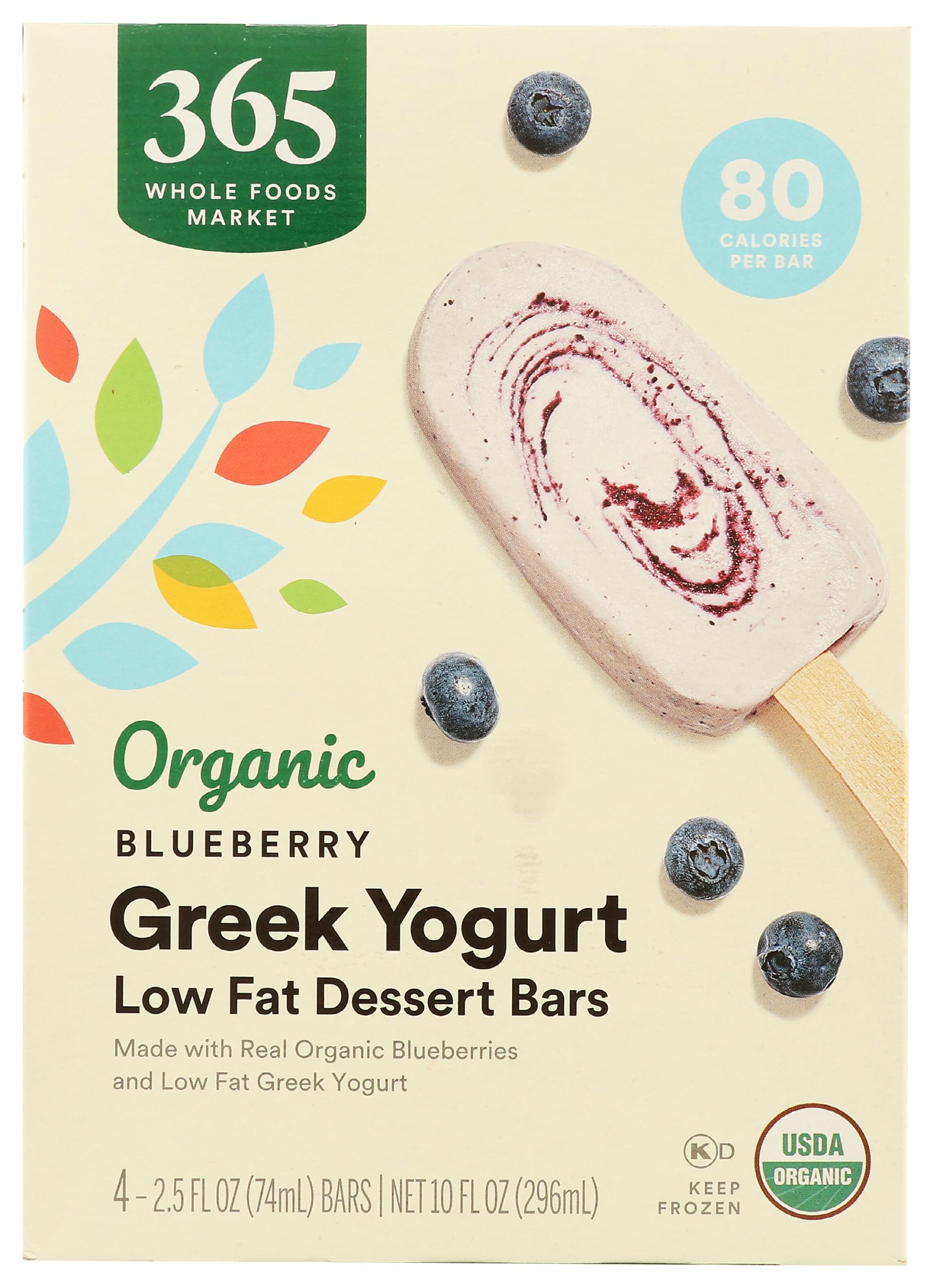 365 by Whole Foods Market, Frozen Yogurt Greek Blueberry Organic, 2.5 Fl Oz, 4 Pack