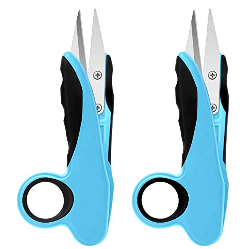 Asdirne 5” Thread Snips, Sewing Scissors with Sharp Stainless Steel Blade and Soft Handles, Great for Sewing, Craft and DIY, 2 Pcs, Blue/Black