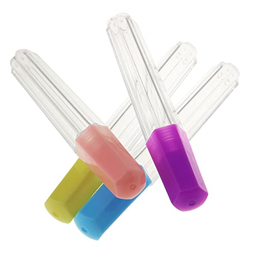 Tegg Needle Storage Tube 8PCS Clear Plastic Felting Needle Safety Storage Containers Holders Bottles with Colour Lids