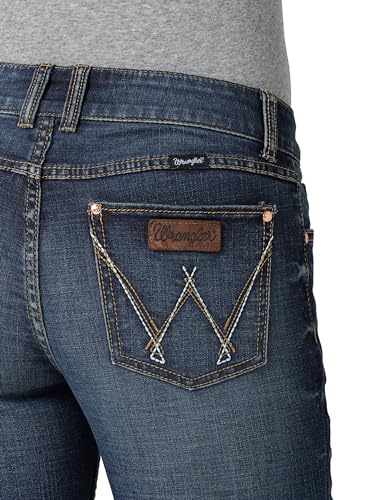 Wrangler Women's Retro Mae Rise Stretch Boot Cut Jean, Mid Wash, 13W x 32L
