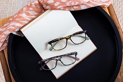 Peepers by PeeperSpecs Women's Nature Walk Soft Square Reading Glasses, Tortoise/Aqua, 49 + 1