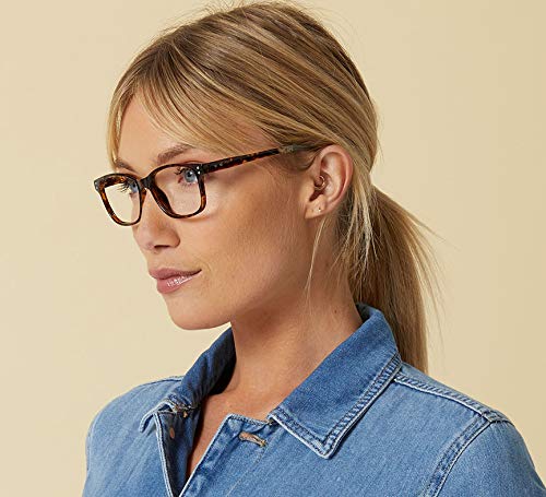 Peepers by PeeperSpecs Women's Nature Walk Soft Square Reading Glasses, Tortoise/Aqua, 49 + 1