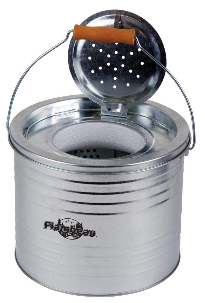 Flambeau Outdoors 6065BC 2-Piece Galvanized 8 Qt. Floating Minnow Bucket, Metal Live Bait Bucket, Silver